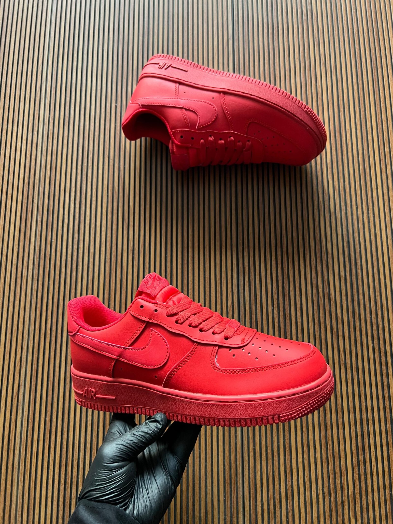 Full Red Leather Airforce 1 Originals Sneakers Boys