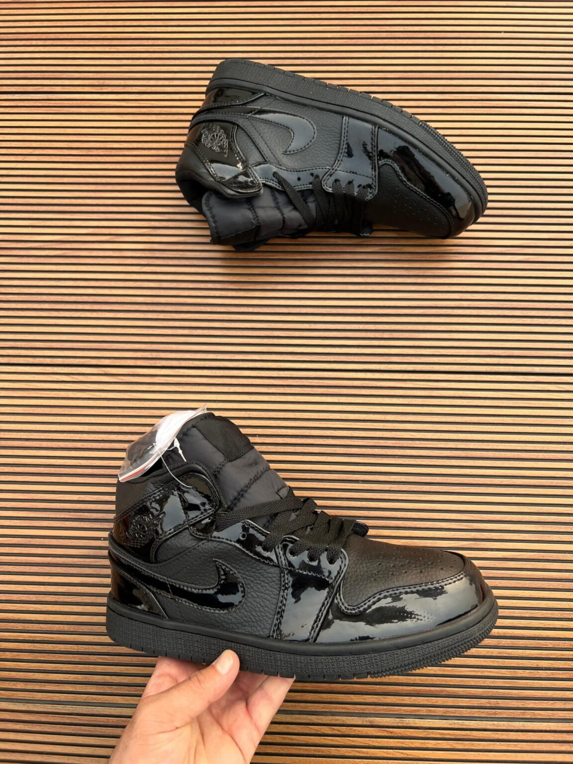 Retro One Mid Black Patent Leather Boys Basketball First Copy